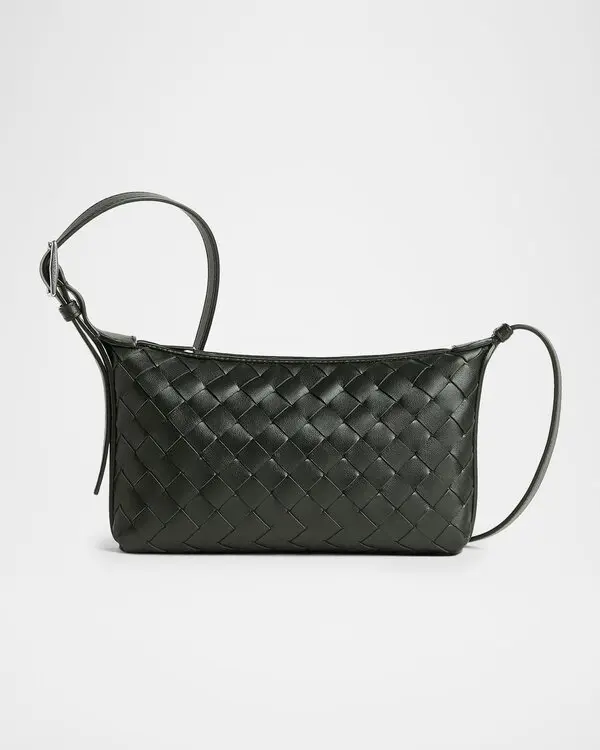 Bottega Veneta Traveler Intrecciato Leather Phone Pouch - Dark Green