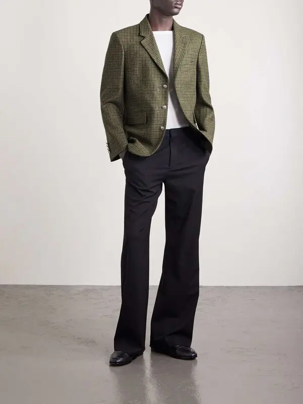 BODE Morris Houndstooth Wool Blazer - Dark Green
