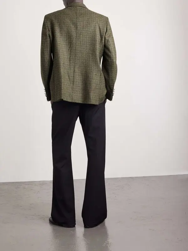 BODE Morris Houndstooth Wool Blazer - Dark Green