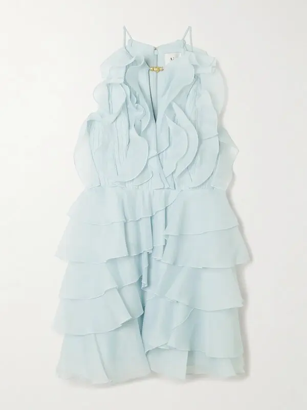 Aje Cleo Embellished Ruffled Organza Mini Dress