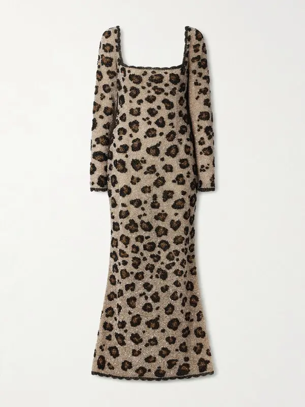 CLIO PEPPIATT Leo Beaded Tulle Gown - Animal Print
