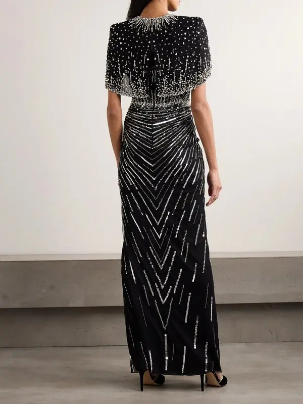 Jenny Packham Dido Cape-effect Embellished Tulle Gown