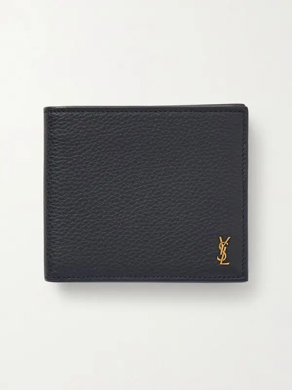 Saint Laurent Logo-appliquéd Full-grain Leather Billfold Wallet - Blue