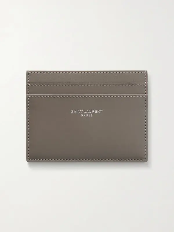 Saint Laurent Logo-print Leather Cardholder - Gray