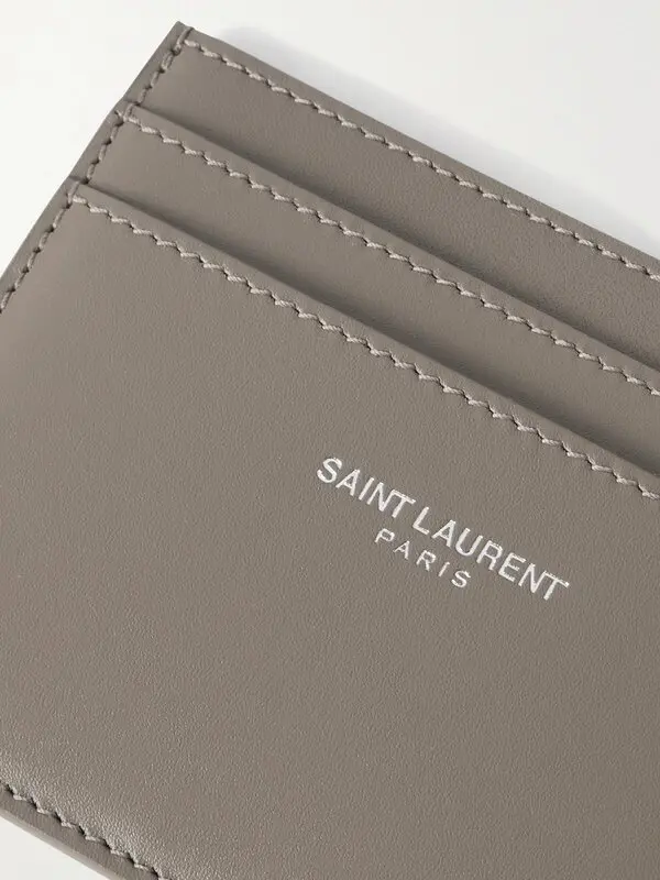 Saint Laurent Logo-print Leather Cardholder - Gray
