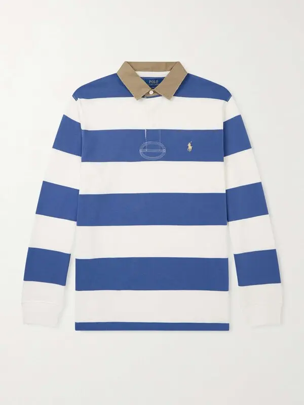 Polo Ralph Lauren Logo-embroidered Striped Cotton-jersey Rugby Shirt