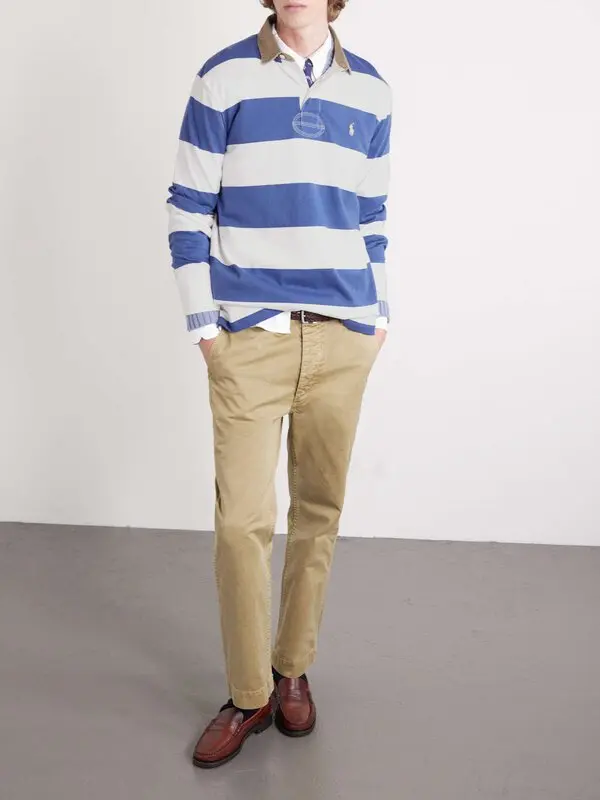 Polo Ralph Lauren Logo-embroidered Striped Cotton-jersey Rugby Shirt