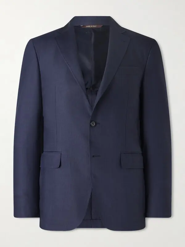 Canali Kei Unstructured Linen And Wool-blend Suit Jacket - Blue