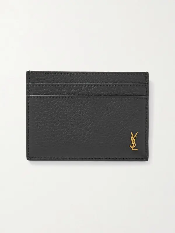 Saint Laurent Logo-appliquéd Full-grain Leather Cardholder - Black