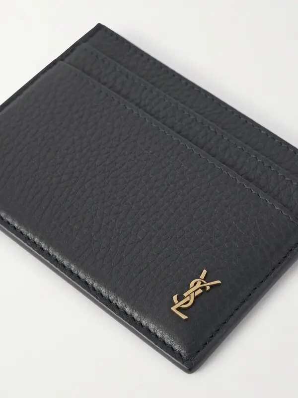 Saint Laurent Logo-appliquéd Full-grain Leather Cardholder - Black
