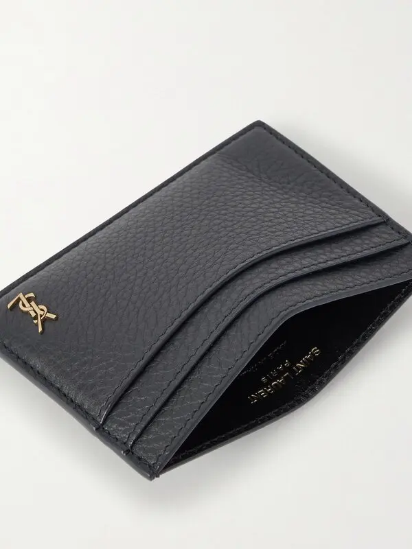 Saint Laurent Logo-appliquéd Full-grain Leather Cardholder - Black