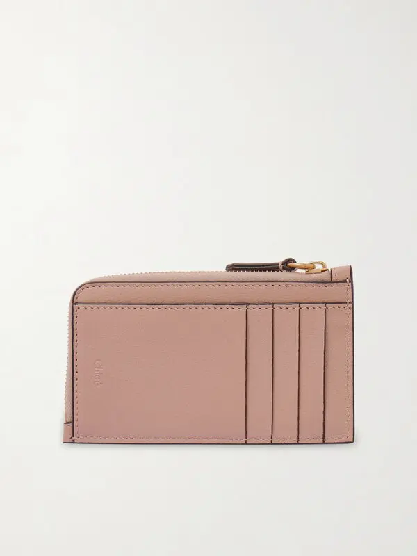 Chloé Paddington Embellished Textured-leather Cardholder - Neutrals