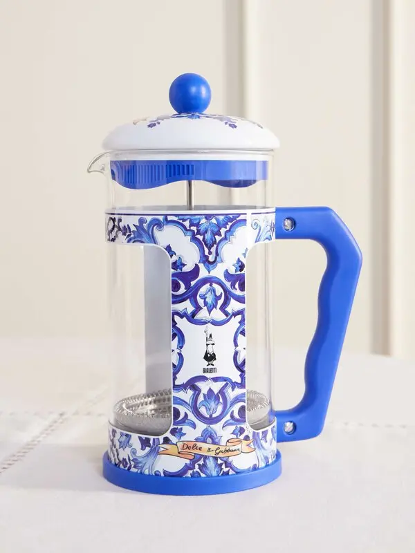 Dolce & Gabbana Bialetti Printed Stainless Steel And Glass French Press - Bright Blue