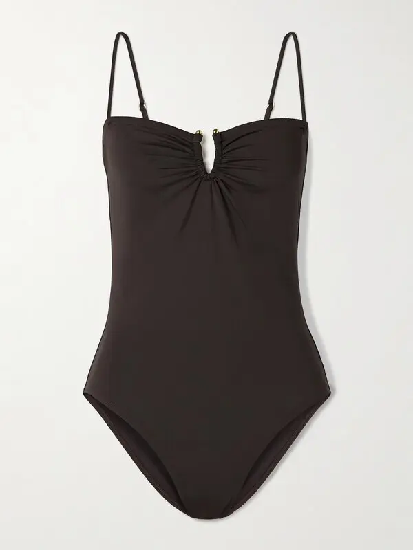 NILI LOTAN Embellished One-piece Swimsuit - Brown