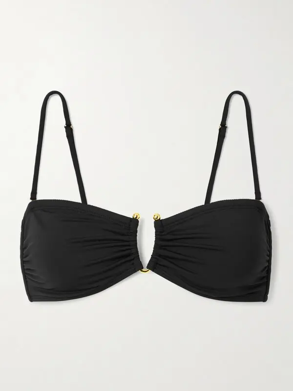 NILI LOTAN Embellished Bikini Top - Black