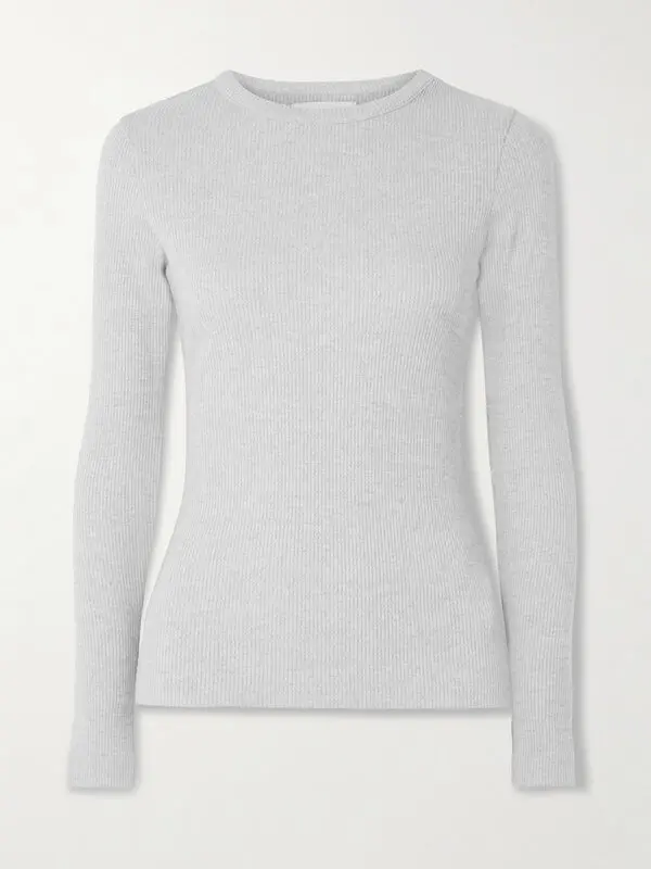Citizens Of Humanity Bina Ribbed Jersey Top - Gray