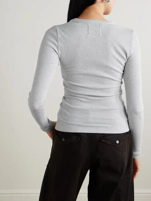 Citizens Of Humanity Bina Ribbed Jersey Top - Gray