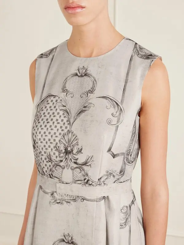 Max Mara Belted Printed Twill Midi Shirt Dress - Neutrals