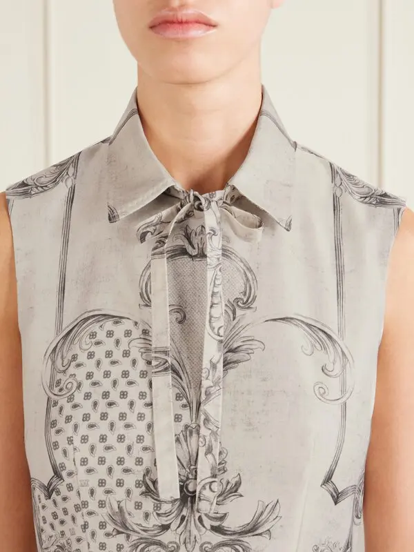 Max Mara Belted Printed Twill Midi Shirt Dress - Neutrals
