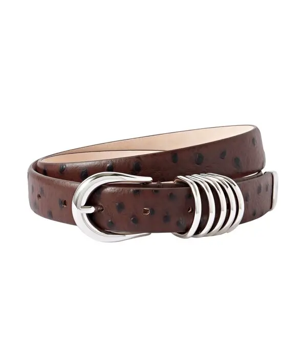 DEHANCHE Hollyhock Ostrich-effect Leather Waist Belt - Brown