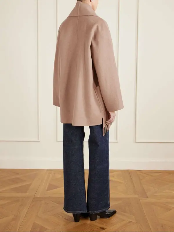 Max Mara Belted Fringed Hair Coat