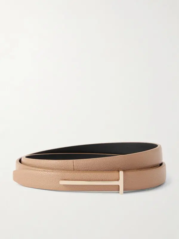 TOM FORD Textured-leather Belt - Brown