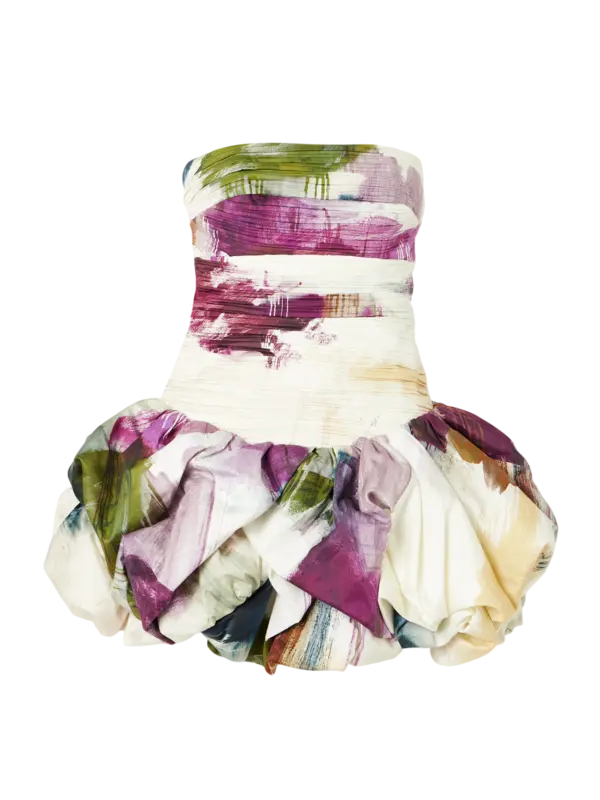 Aje Violette Strapless Ruched Floral-print Mini Dress - Multi