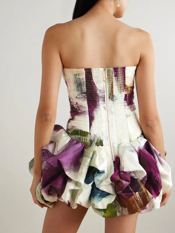 Aje Violette Strapless Ruched Floral-print Mini Dress - Multi
