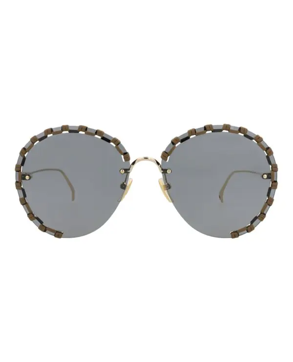 Chloé Round Frame Metal Sunglasses - Gold Gold Grey (ch0186s/30014135/001)