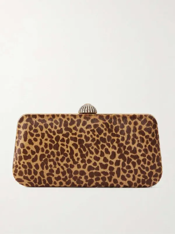 Valentino Garavani Carry Secrets Embellished Leopard-print Clutch