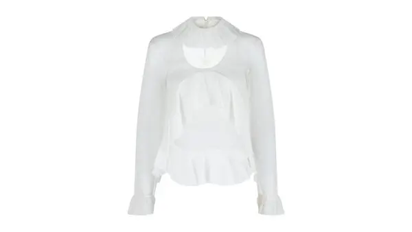 Givenchy Cropped Silk Ruffle Blouse