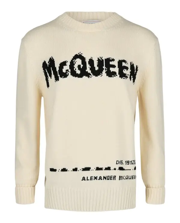 Alexander McQueen Logo Crewneck Sweater - Ivory Black