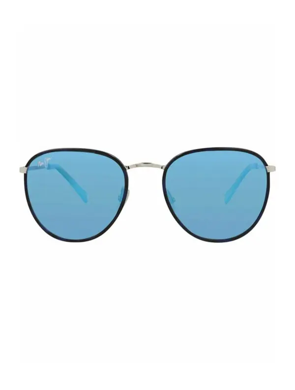 Maui Jim Round Frame Monel Acetate Sunglasses - Blue Silver Blue (b854/03)