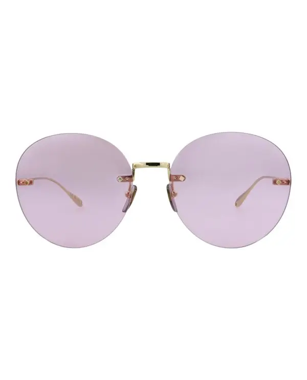 Gucci Round Frame Metal Sunglasses - Gold Gold Pink (gg1149s/30012724/005)