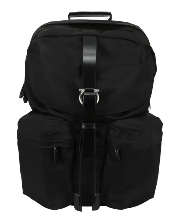 FERRAGAMO Nylon Gancini Technical Backpack - Black