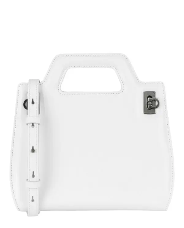 FERRAGAMO Mini Wanda Leather Top Handle Bag - White