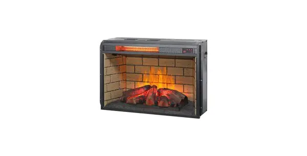 FLYNAMA 26 Inch Infrared Quartz Heater Fireplace Insert -woodlog Version With Brick - No Color