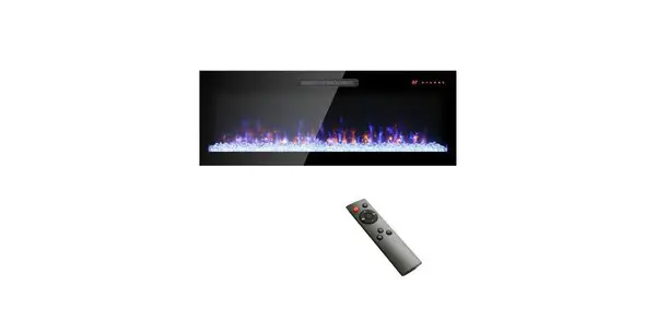 FLYNAMA 60" Recessed Ultra-thin Electric Fireplace With Tempered Glass - No Color