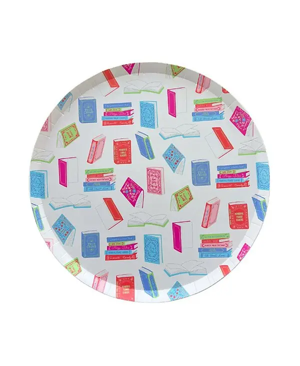 JOLLITY & CO Book Club Paper Dinner Plates, Set Of 8 - Multicolor