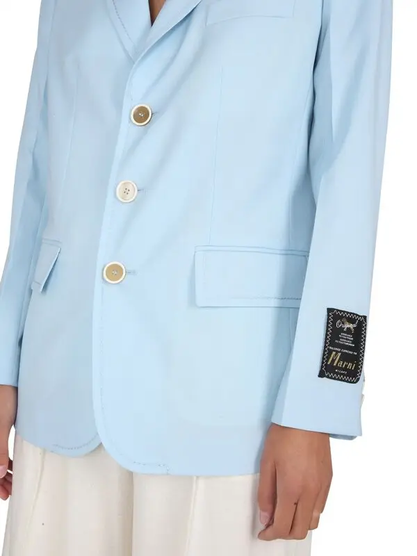Marni Cool Wool Long Blazer - Azure