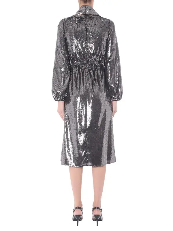 N°21 V-neck Dress With Removable Scarf - Silver