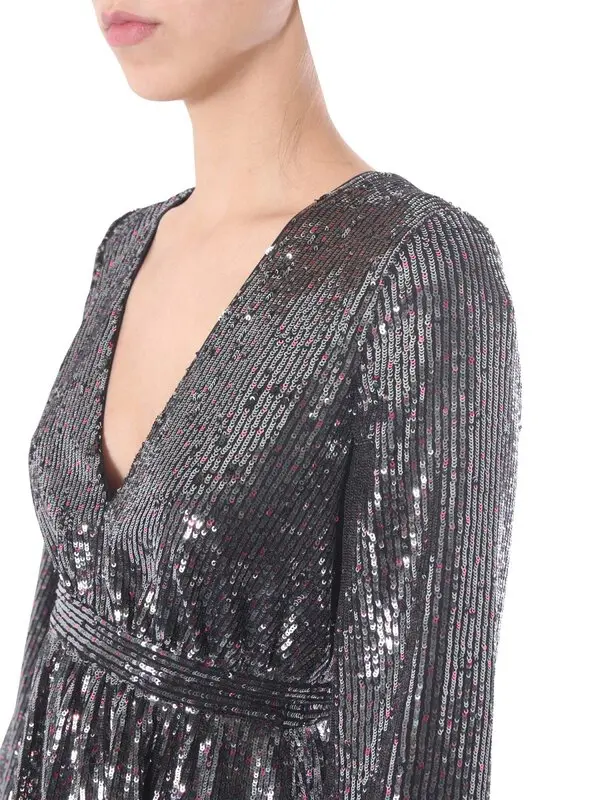 N°21 V-neck Dress With Removable Scarf - Silver