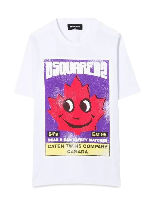 Dsquared2 Front Logo And Leaf Print T-shirt - White