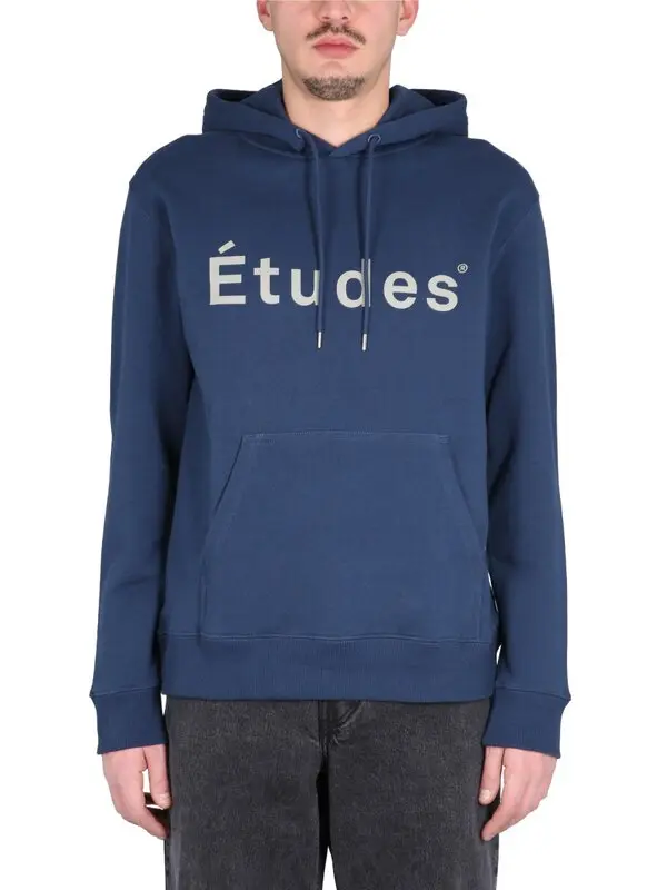 ETUDES Cross-neck Hoodie - Blue