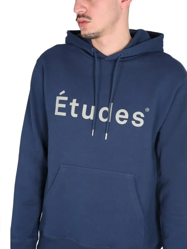 ETUDES Cross-neck Hoodie - Blue