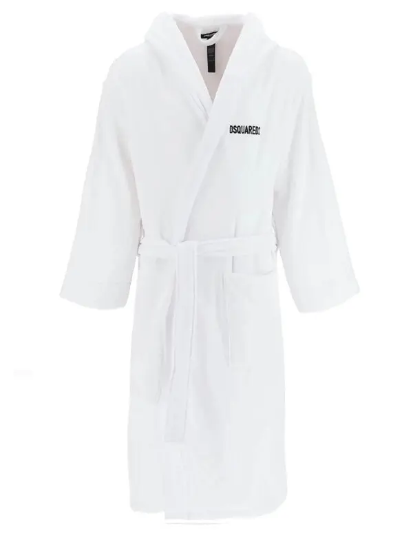 Dsquared2 Bathrobe With Logo - White