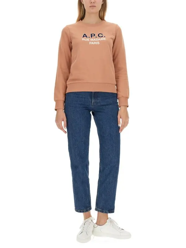 A.p.c. Sweatshirt With Logo - Pink
