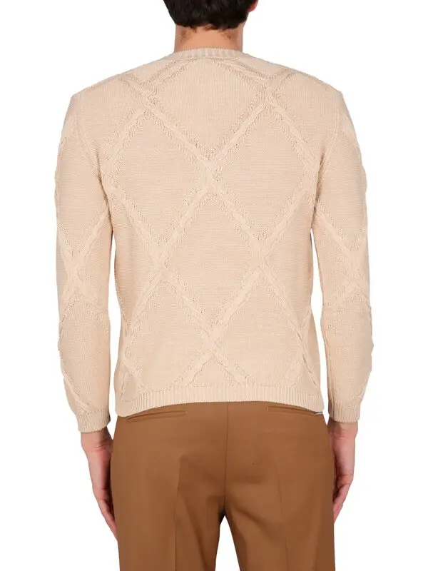 BALLANTYNE Cotton Cable Stitch Crew Neck Sweater