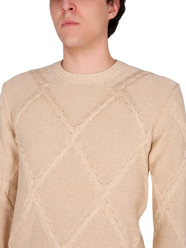 BALLANTYNE Cotton Cable Stitch Crew Neck Sweater