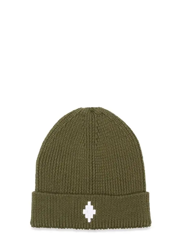 MARCELO BURLON COUNTY OF MILAN Logo Cross Beanie - Green